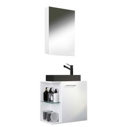 Badezimmer Hausa BL 3-tlg. Wei&szlig;/Schwarz