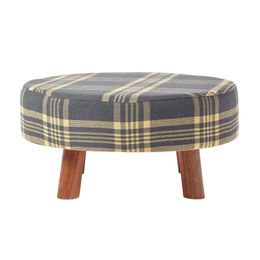 Homescapes SITZHOCKER rund, grau kariert 62/62/30 cm