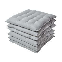 Homescapes STUHLKISSEN 6er-Set grau 40/40/6,5 cm