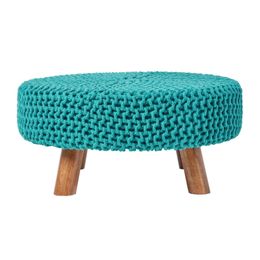 Homescapes STRICK-HOCKER petrol-gr&uuml;n, rund 62/62/30 cm