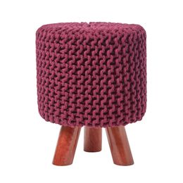 Homescapes STRICK-HOCKER lila, Dreibein 32/32/42 cm