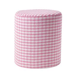 Homescapes SITZPOUF Vichy-Karo rosa, Hocker rund 40/40/42 cm