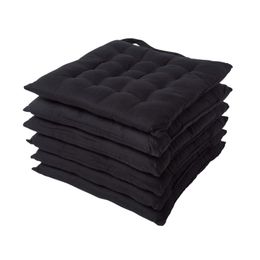 Homescapes STUHLKISSEN 6er-Set schwarz 40/40/6,5 cm