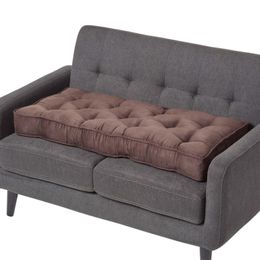 Homescapes SITZAUFLAGE braun 100/48/10 cm &ndash; Sofa-Sitzkissen, Velours