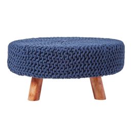 Homescapes STRICK-HOCKER dunkelblau, rund 62/62/30 cm