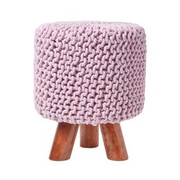 Homescapes STRICK-HOCKER rosa, Dreibein 32/32/42 cm