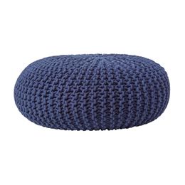 Homescapes STRICK-POUF dunkelblau, Bodenkissen rund 70/70/23 cm