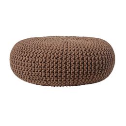 Homescapes STRICK-POUF braun, Bodenkissen rund 70/70/23 cm