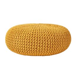 Homescapes STRICK-POUF senfgelb, Bodenkissen rund 70/70/23 cm