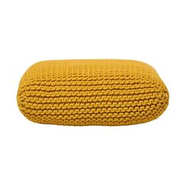 Homescapes STRICK-POUF senfgelb, Bodenkissen 70/70/20 cm