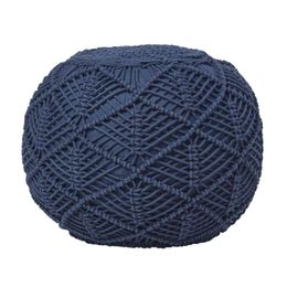 Homescapes POUF dunkelblau im Makramee-Stil, 40/40/35 cm
