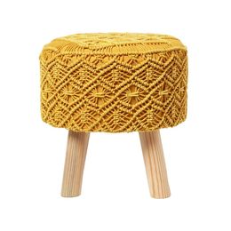Homescapes MAKRAMEE-HOCKER Willow gelb, 41/41/43 cm