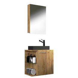 Badezimmer Hausa BL 3-tlg. Honig Eiche/Schwarz