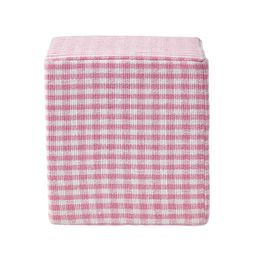 Homescapes SITZW&Uuml;RFEL Vichy-Karo rosa, Hocker kariert 36/36/38 cm