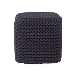 Homescapes STRICK-POUF schwarz, Sitzw&uuml;rfel 35/35/35 cm