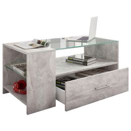 Couchtisch Tindala Beton-Optik mit Stauraum
