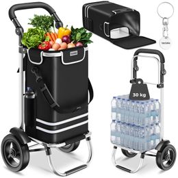 TecTake&reg; Einkaufstrolley, 3-in-1, Nutzung auch als Umh&auml;ngetasche und Sackkarre, 56 l, l&auml;ngenverstellbarer Gurt, neigbarer und gepolsterter Griff, inkl. K&uuml;hltasche und leichtg&auml;ngige Profilr&auml;der