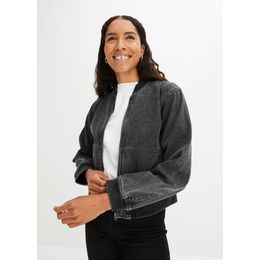 bonprix Denim Blouson, grau, Gr.42, auffallender Denim-Blouson mit Rei&szlig;verschluss, aus 100% Baumwolle