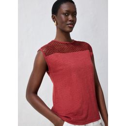 bonprix Top aus reinem Leinen, rot, Gr.44/46 (L), modernes Premium Top in sch&ouml;ner Lochstickerei und 100% Leinen, aus Leinen