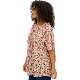 sheego Damen Tunika mit Alloverdruck und Fl&uuml;gel&auml;rmeln, apricot-ozean-bedruckt, Gr&ouml;&szlig;e 58