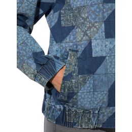 WITT Damen Jeansjacke in Patchwork-Optik, jeansblau-gemustert, Gr&ouml;&szlig;e 40
