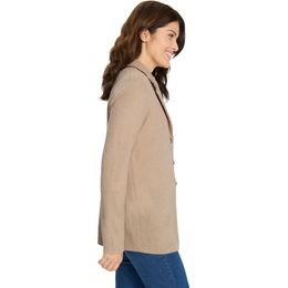 WITT Damen Strickjacke mit silberfarbigem Glanzgarn, beige, Gr&ouml;&szlig;e 46