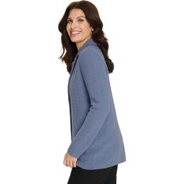 WITT Damen Strickjacke mit silberfarbigem Glanzgarn, taubenblau, Gr&ouml;&szlig;e 40