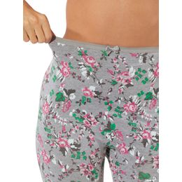 WITT Damen Longpanty mit Zierschleifchen, grau-meliert-bedruckt + grau-meliert + altrosa, Gr&ouml;&szlig;e 56/58
