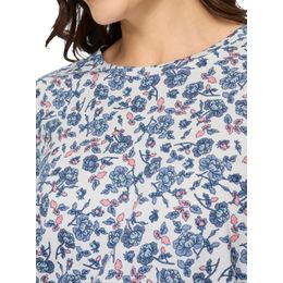 WITT Damen Print-Shirt mit floralem Muster, ecru-jeansblau-bedruckt, Gr&ouml;&szlig;e 54