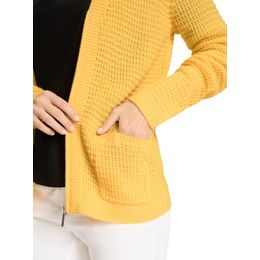 WITT Damen Cardigan mit Rei&szlig;verschluss, gelb, Gr&ouml;&szlig;e 46