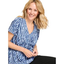 WITT Damen Tunika in ausgestellter Schlupfform, jeansblau-ecru-bedruckt, Gr&ouml;&szlig;e 44