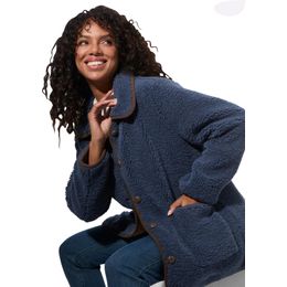 WITT Damen Teddyjacke mit Schmuckkn&ouml;pfen, rauchblau, Gr&ouml;&szlig;e 52