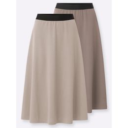 WITT Damen Jerseyrock mit Kontrastbund, dunkeltaupe + sesam, Gr&ouml;&szlig;e 44