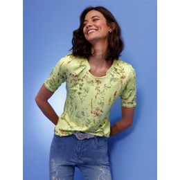 CREATION L PREMIUM Wit Damen Kurzarmshirt in Lyocell-Qualit&auml;t, pistazie-erdbeere-bedruckt, Gr&ouml;&szlig;e 40