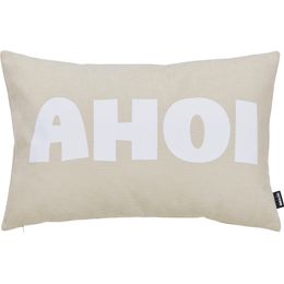 Dekokissen done. "AHOI", beige (beige, wei&szlig;, schriftzug), B:40cm L:60cm, Polyester, Dekokissen_Sitzkissen_Kissenh&uuml;llen, Extra weiche Haptik