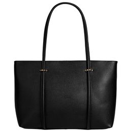Shopper CLUTY "FLIORI", Damen, Gr. B/H/T: 42cm x 27cm x 11cm onesize, schwarz, Leder, leicht gl&auml;nzend, unifarben, Taschen Shopper, echt Leder, Made in Italy