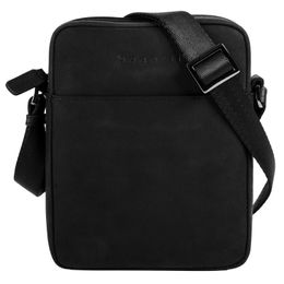 Umh&auml;ngetasche Bugatti "LUCA", Gr. B/H/T: 16cm x 21cm x 5cm onesize, schwarz, Leder, unifarben, Taschen Umh&auml;ngetasche, echt Leder