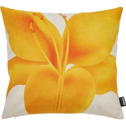 Dekokissen done. "LILY", beige, gelb, bedruckt, B:45cm L:45cm, Polyester, Dekokissen_Sitzkissen_Kissenh&uuml;llen, Bedruckt