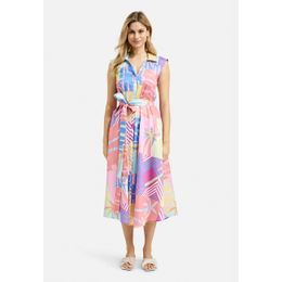 Sommerkleid Milano Italy, Damen, Gr. 42, Normalgr&ouml;&szlig;en, bunt (colorful), Web, Material: 100% Baumwolle, bedruckt, gemustert, regular fit Midi, V-Ausschnitt, normaler Saum, Kleider Sommerkleid, mit Bindeg&uuml;rtel
