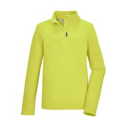 Fleeceshirt Killtec "KSW 248 BYS FLC SHRT", Jungen, Gr. 140, gelb (limette), Obermaterial: 100% Polyester, Shirts, Fleeceshirt mit Stehkragen, Kinnschutz, hoher Tragekomfort