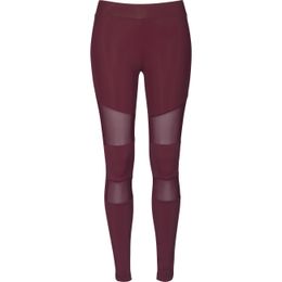 Leggings Urban Classics "Urban Classics Damen Ladies Tech Mesh Leggings", Damen, Gr. S, US-Gr&ouml;&szlig;en, port, 80% Polyamid, 20% Elasthan, unifarben, slim fit, Hosen Leggings
