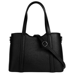 Henkeltasche CLUTY, Damen, Gr. B/H/T: 31cm x 22cm x 11cm onesize, schwarz, Leder, leicht gl&auml;nzend, unifarben, Taschen, echt Leder, Made in Italy
