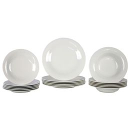 Villeroy & Boch Geschirr-Set VILLEROY & BOCH "Teller-Set New Cottage Basic 18er Set wei&szlig;", wei&szlig;, 18, Porzellan, Geschirr-Sets, Geschirr-Set, Sp&uuml;lmaschinengeeignet, Mikrowellengeeignet