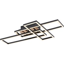 JUST LIGHT LED Deckenleuchte "AKUSTIKA", holz, natur, 1, H: 11,5cm, 1 Stk., Leuchten, Eichenfurnier und schwarz, Rahmen drehbar, LED Deckenleuchte