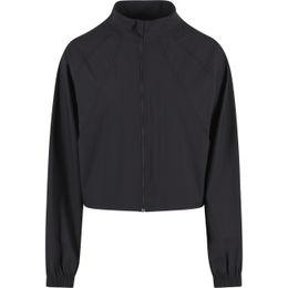 Allwetterjacke Urban Classics "Urban Classics Ladies Sports Jacket Ladies Sports Jacket", Damen, Gr. L, schwarz, 75% Polyimid, 25% Elasthan, unifarben, loose fit, amerikanischer Ausschnitt, Jacken