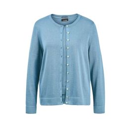 Strickpullover GOLDNER "Figurnahes Twin-Set aus Pima-Baumwolle", Damen, Gr. 40, blau (himmelblau), Obermaterial: 100% Baumwolle CO., normal, Sonstiges, Pullover Strickpullover, Ohne