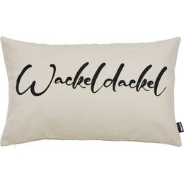 Dekokissen done. "WACKELDACKEL", beige, schwarz, schriftzug, B:40cm L:60cm, Polyester, Dekokissen_Sitzkissen_Kissenh&uuml;llen, Extra weiche Haptik