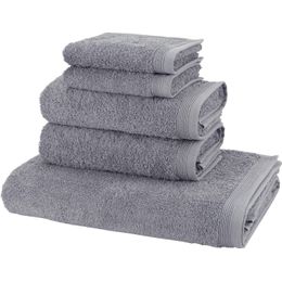 M&ouml;ve Handtuch Set M&Ouml;VE "Basic", grau, 5 Stk., Walkfrottier, Walkfrottier, Obermaterial: 100% Baumwolle, Handt&uuml;cher, 5tlg.-Set: 2xG&auml;ste- 2xHand- und 1xBadetuch in Walkfrottier Qualit&auml;t