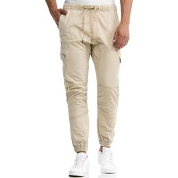 Cargohose INDICODE "INLevi", Herren, Gr. XL, N-Gr, grau (fog), Web, Obermaterial: 98% Baumwolle, 2% Elasthan, unifarben, regular fit kn&ouml;chellang, Hosen Cargohose, mit seitlichen Cargotaschen und elastischen B&uuml;ndchen