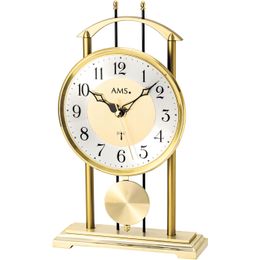 Pendeltischuhr AMS, gold (goldfarben, silberfarben), Tischuhren, Quarzuhr, Funkuhr, Wohnzimmer, Schlafzimmer, Arbeitszimmer, B&uuml;ro
